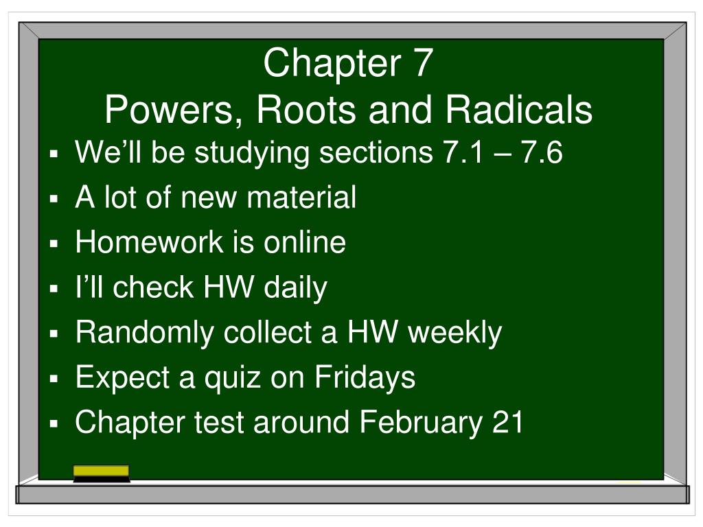 PPT - Chapter 7 Powers, Roots and Radicals PowerPoint Presentation ...