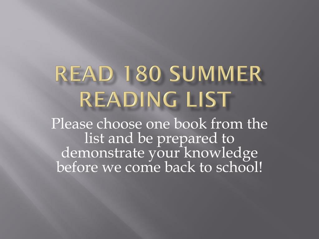 PPT - Read 180 Summer reading list PowerPoint Presentation, free ...