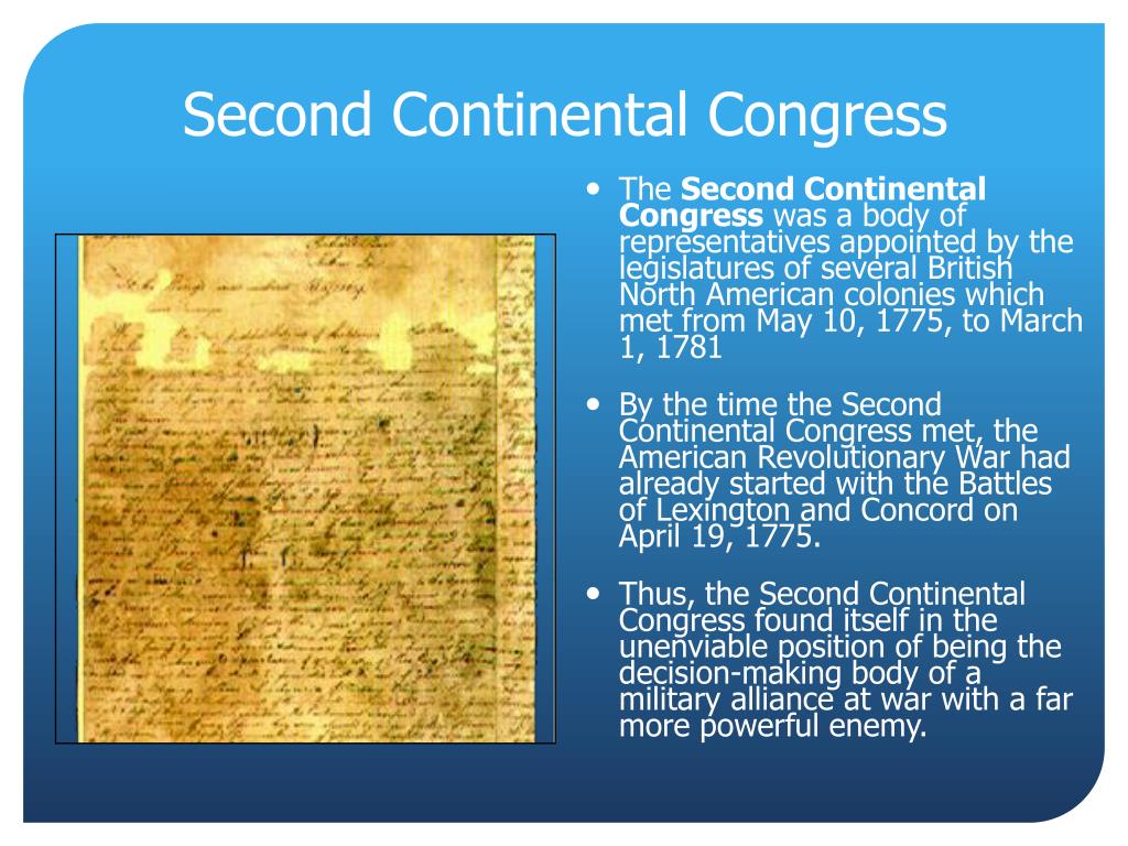 PPT - Second Continental Congress PowerPoint Presentation, free ...
