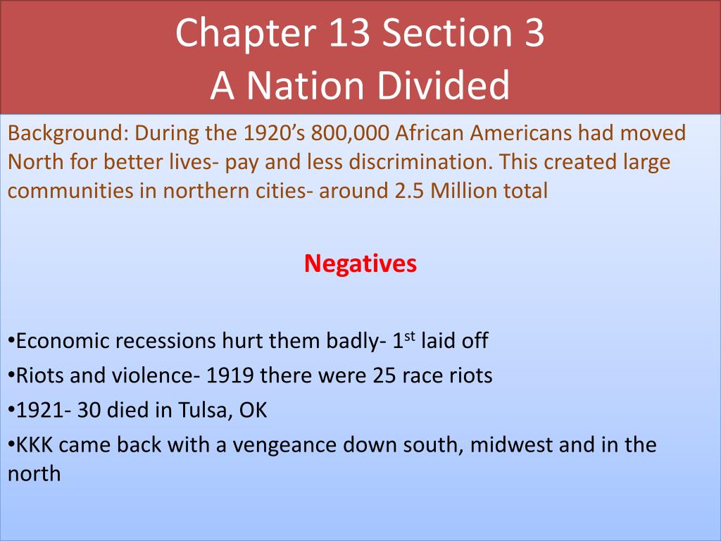 PPT - Chapter 13 Section 3 A Nation Divided PowerPoint Presentation ...