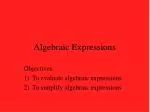 PPT - Algebraic Expressions PowerPoint Presentation, free download - ID ...