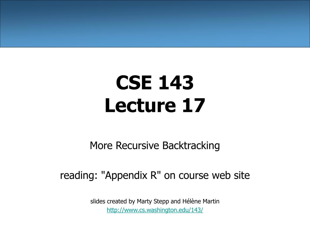 PPT - CSE 143 Lecture 17 PowerPoint Presentation, free download - ID:2884256