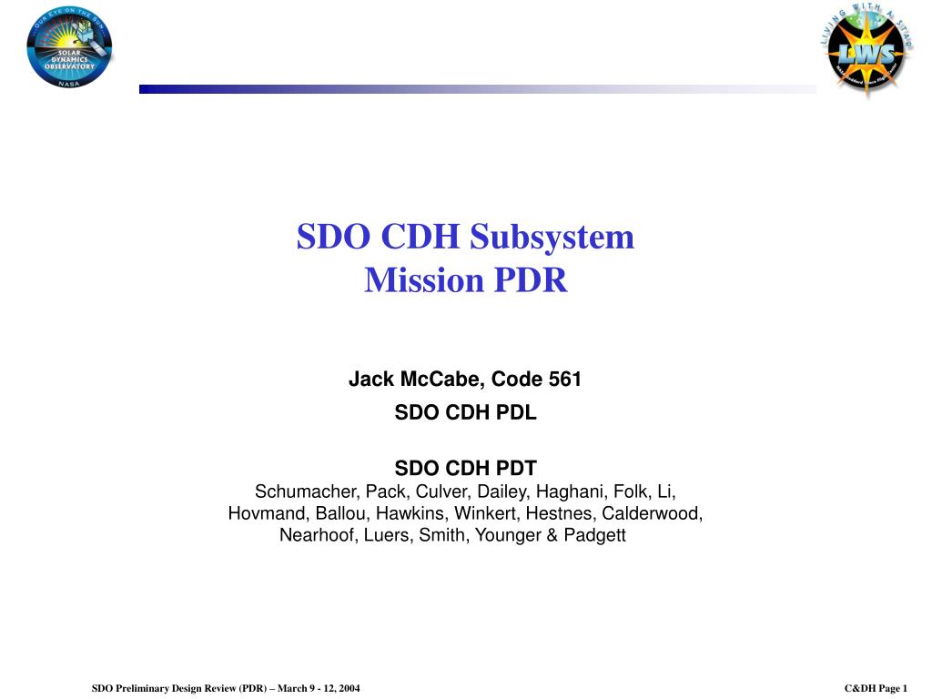 PPT - SDO CDH Subsystem Mission PDR PowerPoint Presentation, free ...