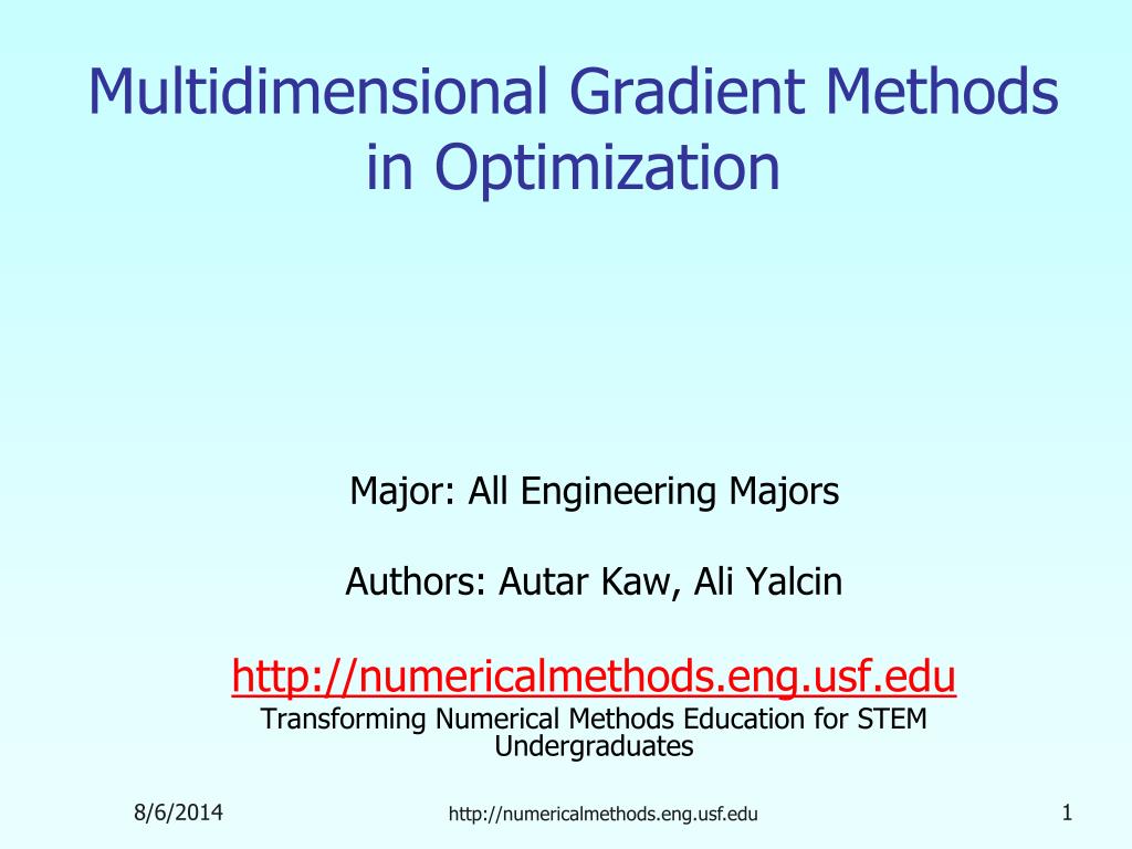 PPT - Multidimensional Gradient Methods in Optimization PowerPoint ...