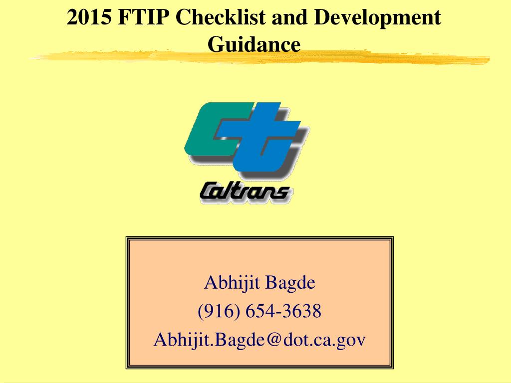 PPT - 2015 FTIP Checklist and Development Guidance PowerPoint ...
