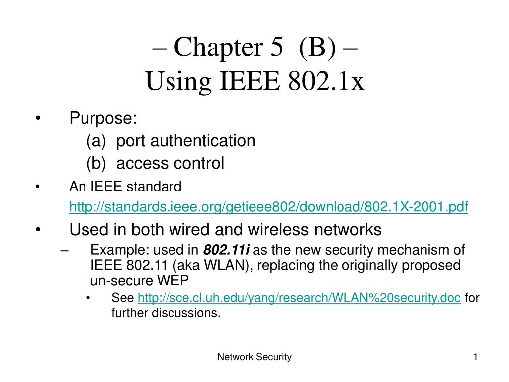 PPT - – Chapter 5 (B) – Using IEEE 802.1x PowerPoint Presentation, free ...