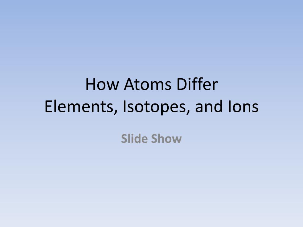 PPT - How Atoms Differ Elements, Isotopes, and Ions PowerPoint ...