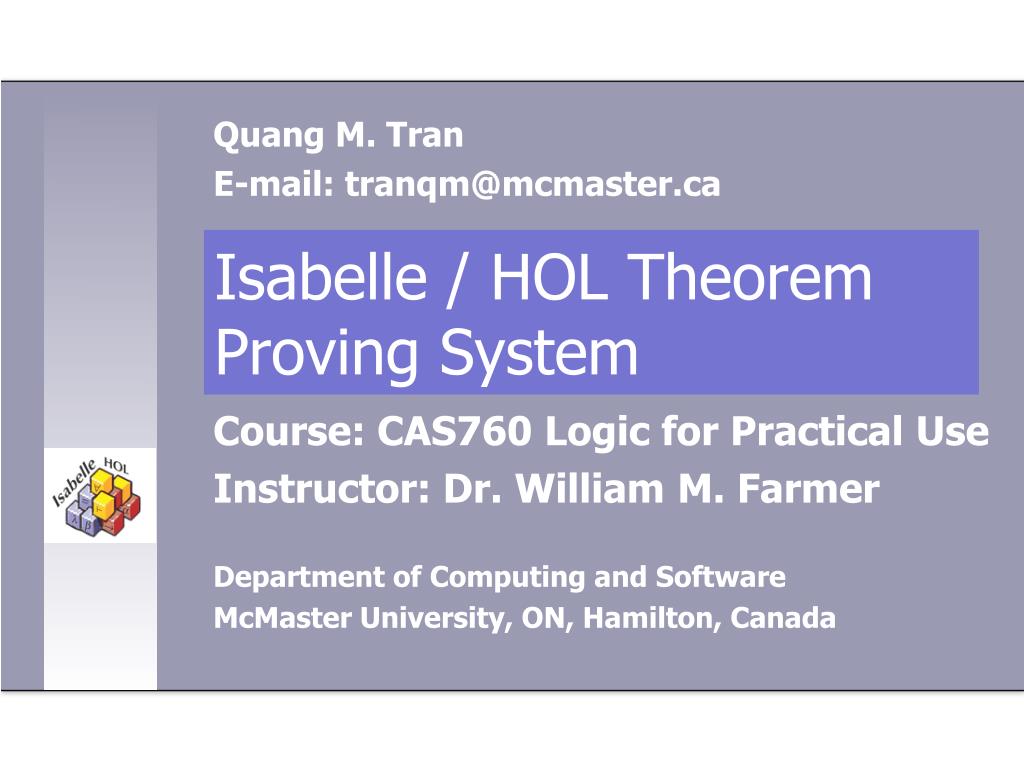 PPT - Isabelle / HOL Theorem Proving System PowerPoint Presentation ...