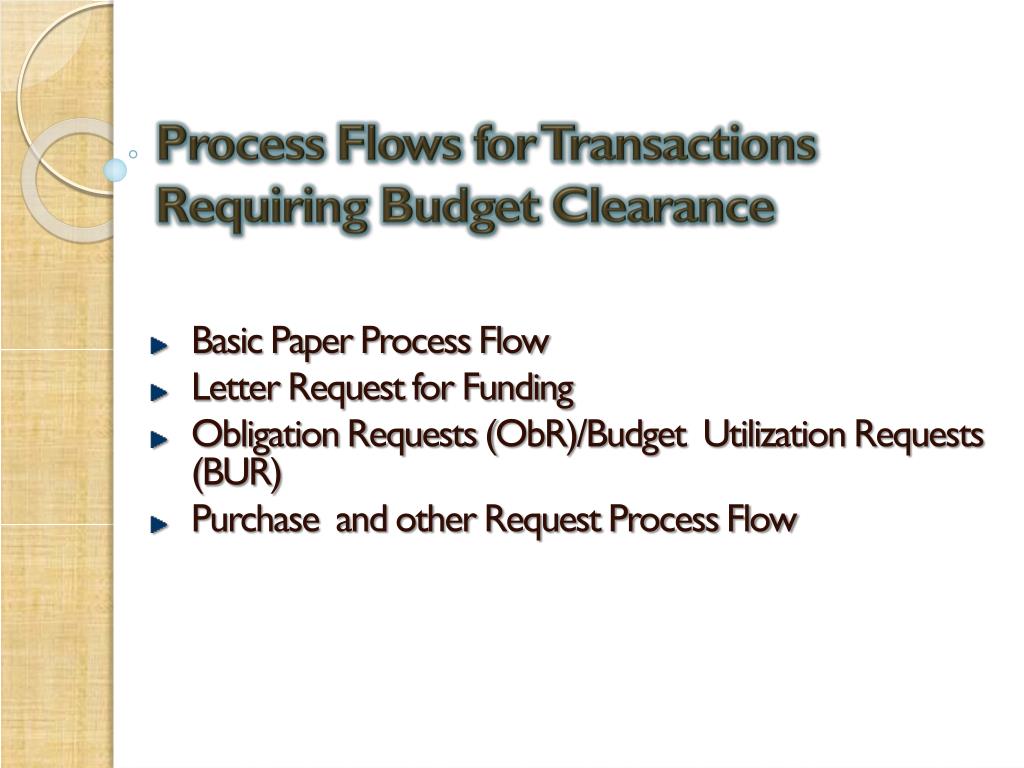 PPT - Process Flows for Transactions Requiring Budget Clearance ...