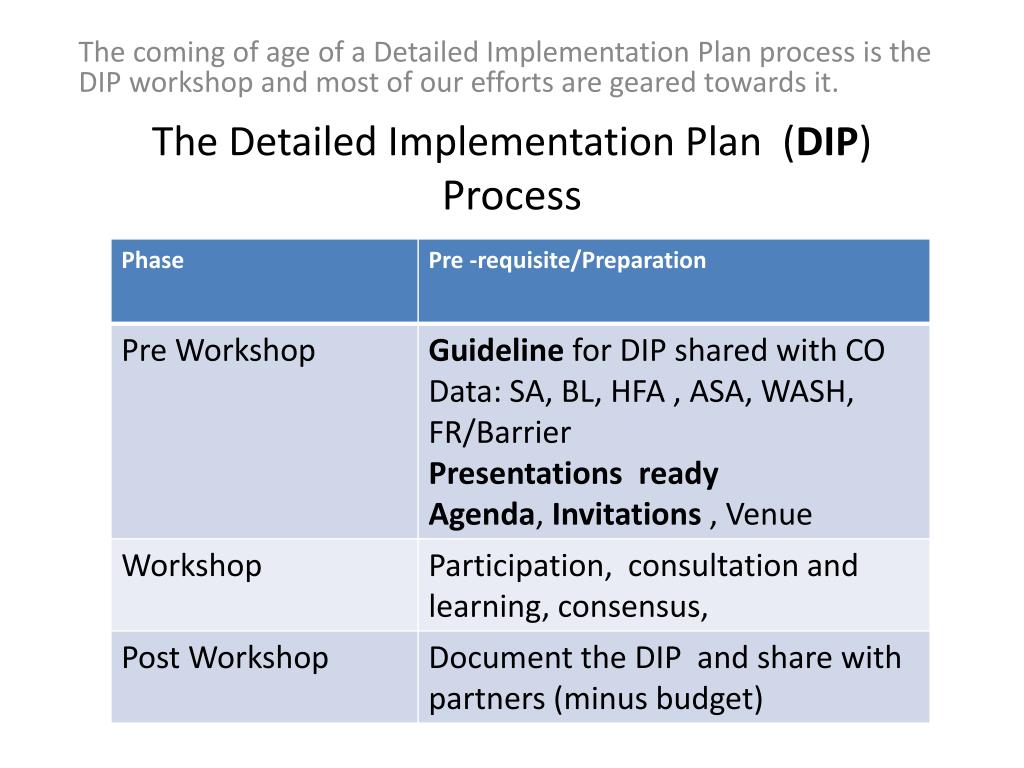 PPT - The Detailed Implementation Plan ( DIP ) Process PowerPoint ...