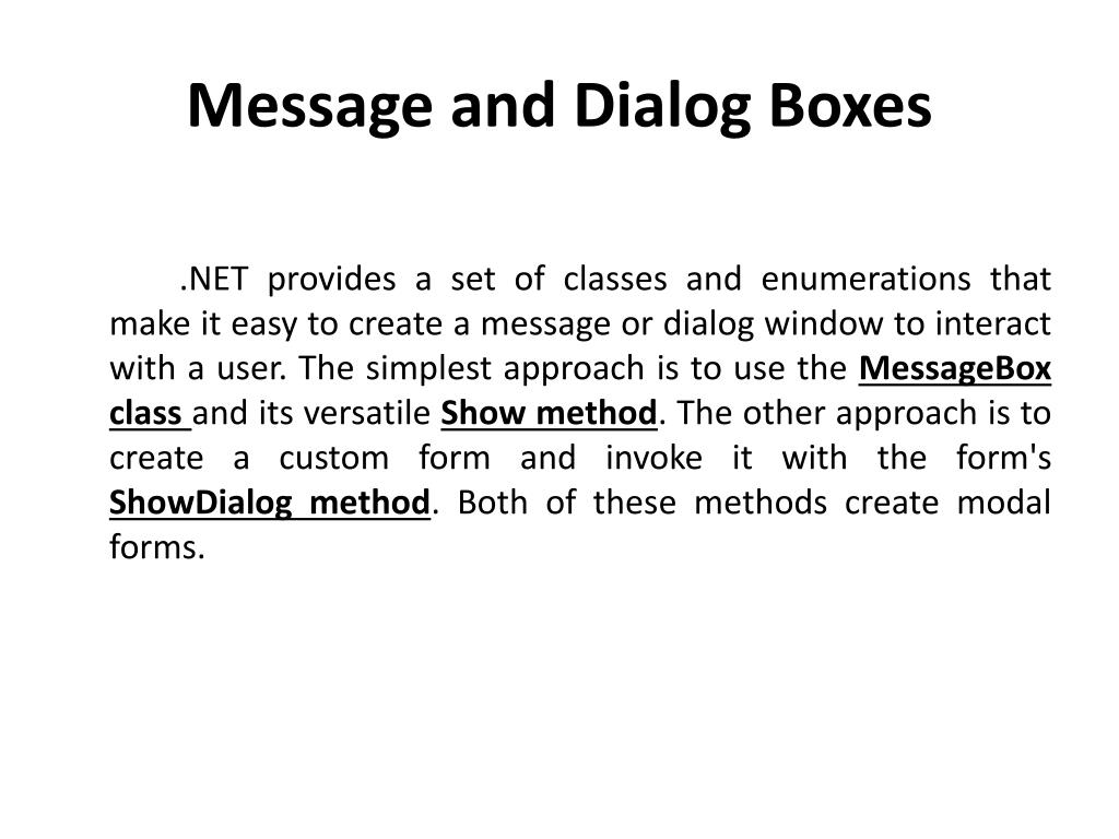 PPT - Creating Interactive Message and Dialog Boxes in .NET PowerPoint ...