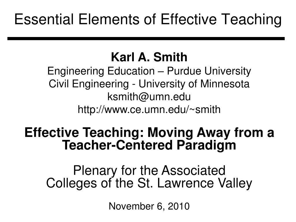 PPT - Essential Elements of Effective Teaching PowerPoint Presentation ...