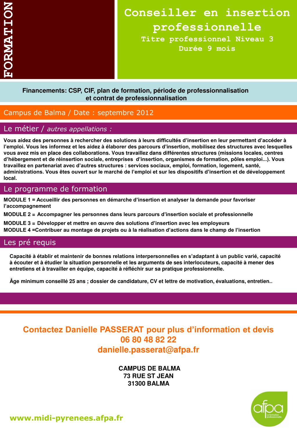 PPT - Conseiller en insertion professionnelle Titre professionnel ...