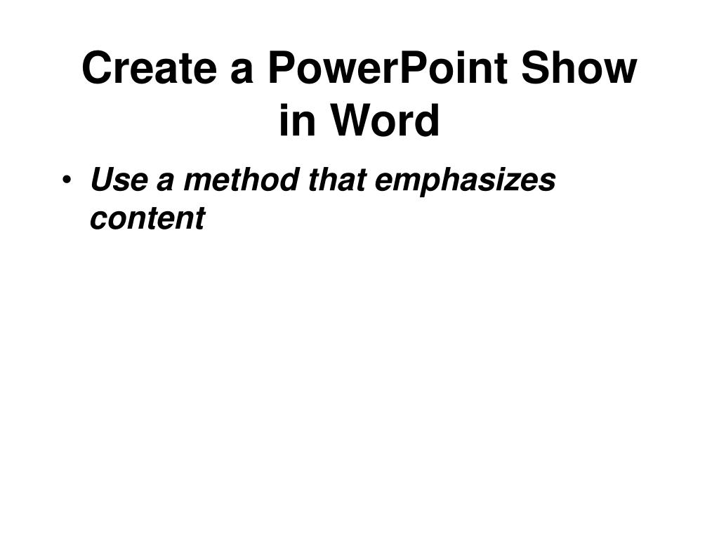 PPT - Create a PowerPoint Show in Word PowerPoint Presentation, free ...