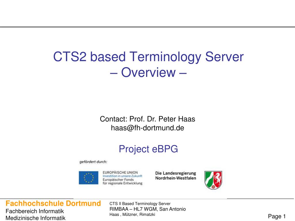 PPT - CTS2 based Terminology Server – Overview – Project eBPG PowerPoint Presentation - ID:2940481