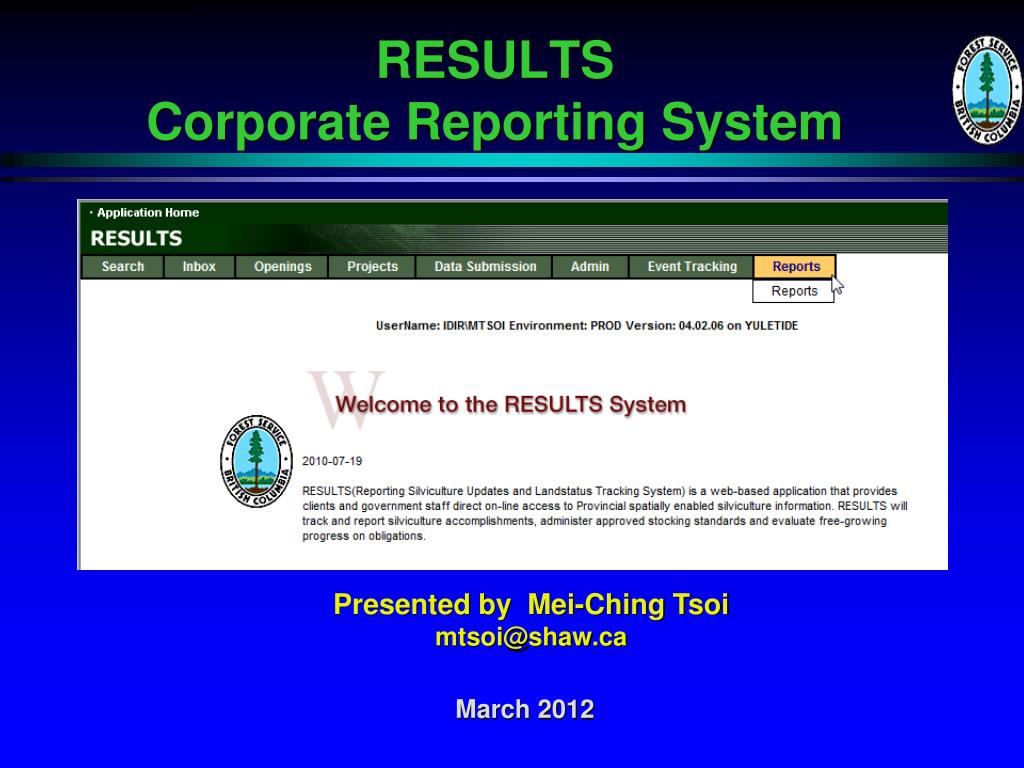 PPT - RESULTS Corporate Reporting System PowerPoint Presentation, free ...