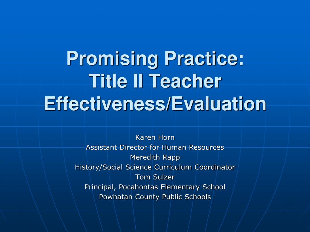 PPT - Promising Practice: Title II Teacher Effectiveness/Evaluation ...