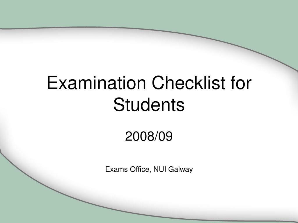 PPT - Examination Checklist for Students PowerPoint Presentation, free ...