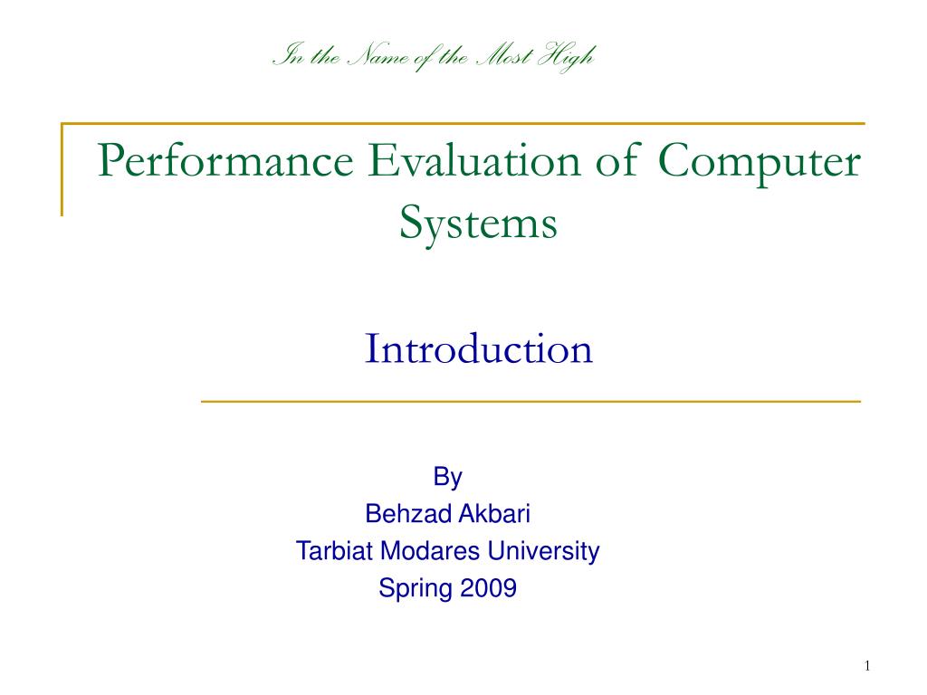 PPT - Performance Evaluation of Computer Systems Introduction ...