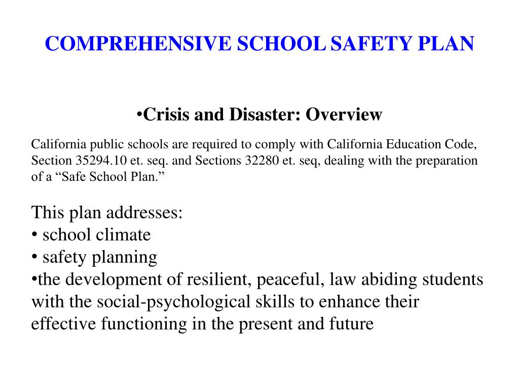 PPT - COMPREHENSIVE SCHOOL SAFETY PLAN PowerPoint Presentation, free ...