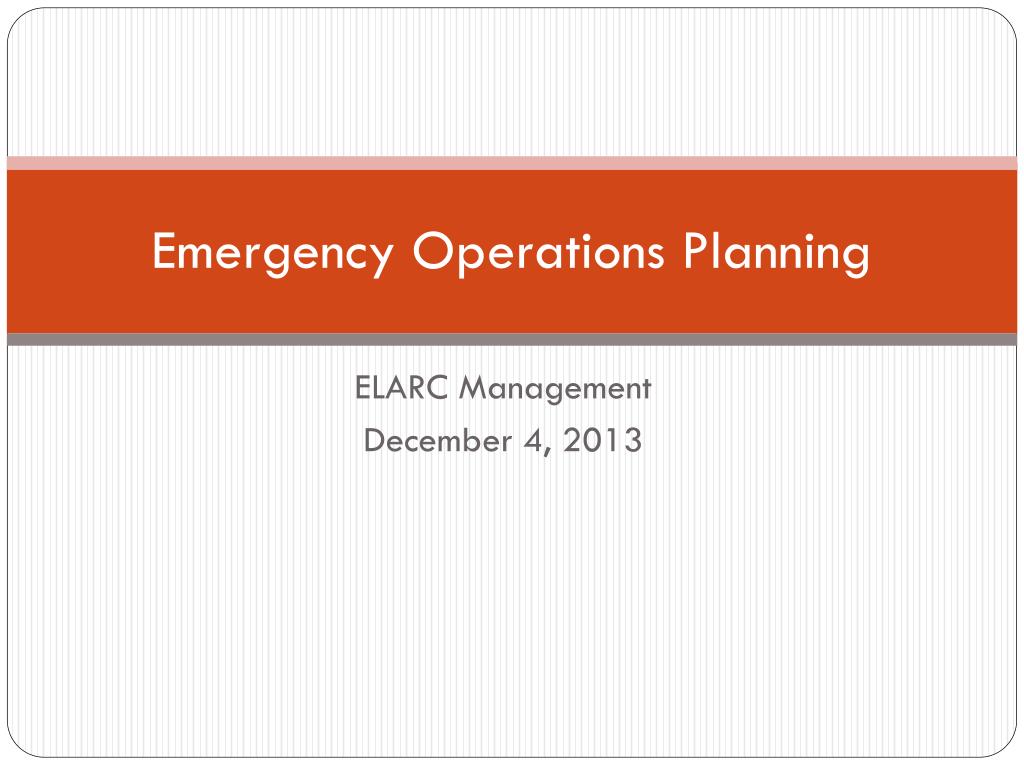 PPT - Emergency Operations Planning PowerPoint Presentation, free ...