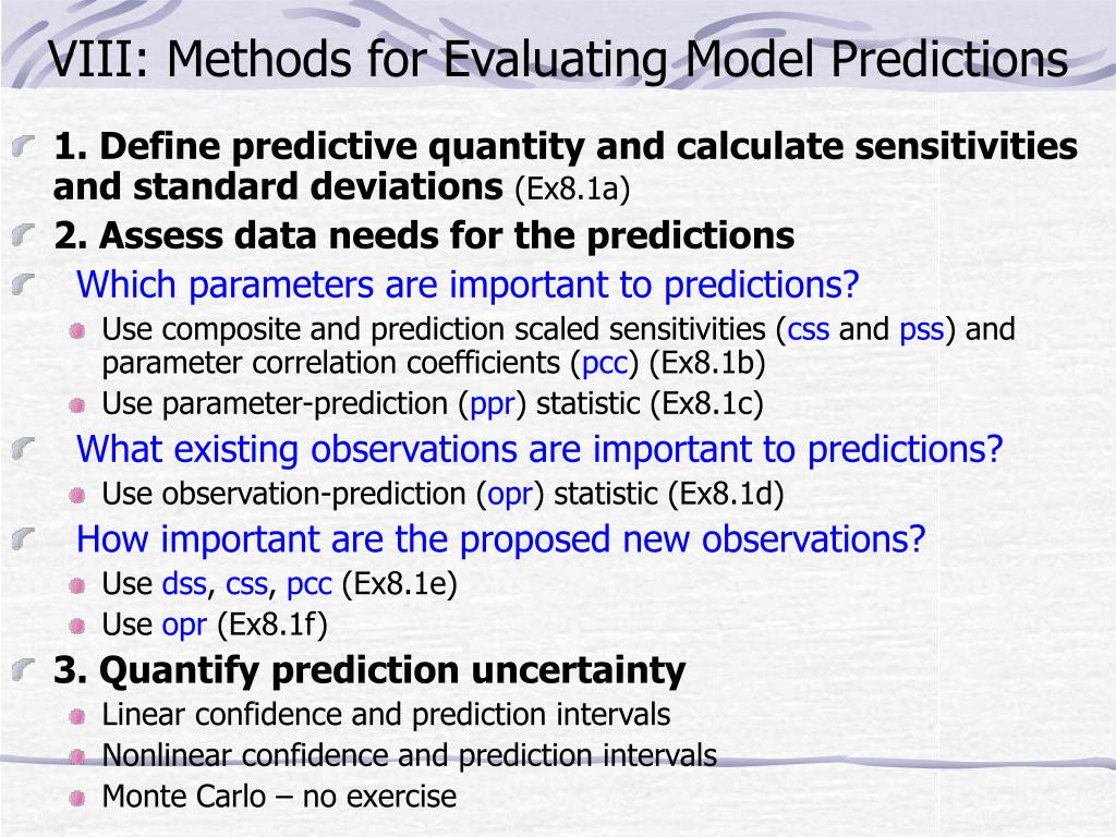 PPT - VIII: Methods for Evaluating Model Predictions PowerPoint ...