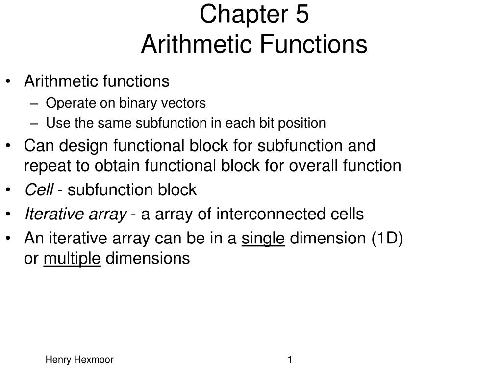 PPT - Chapter 5 Arithmetic Functions PowerPoint Presentation, free ...