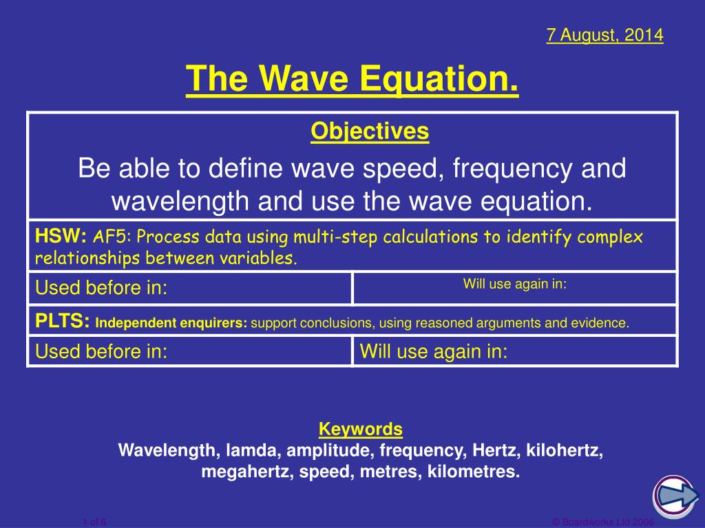 PPT - The Wave Equation. PowerPoint Presentation, free download - ID ...