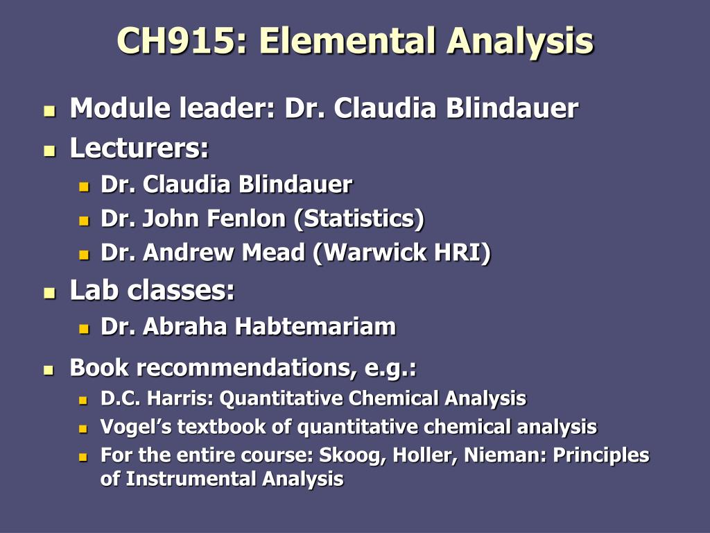 PPT - CH915: Elemental Analysis PowerPoint Presentation, free download ...