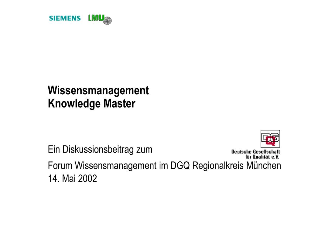 PPT - Wissensmanagement Knowledge Master PowerPoint Presentation, free ...