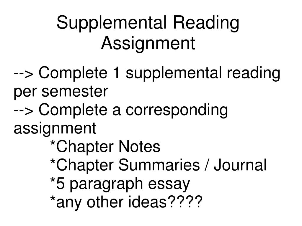 PPT - Supplemental Reading Assignment PowerPoint Presentation, free ...