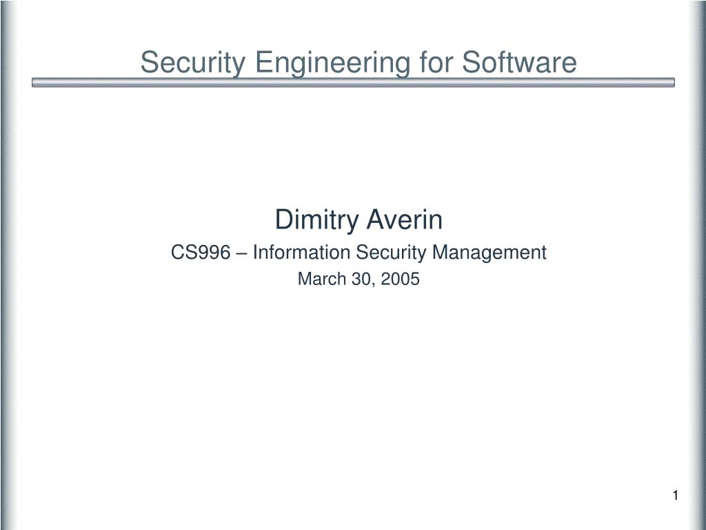 PPT - Security Engineering for Software PowerPoint Presentation, free ...