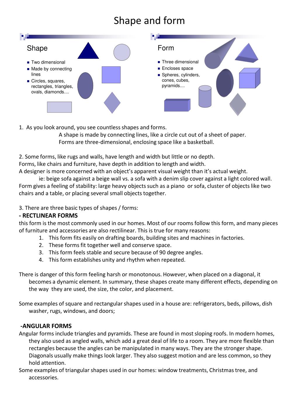 PPT - Shape and form PowerPoint Presentation, free download - ID:2993237