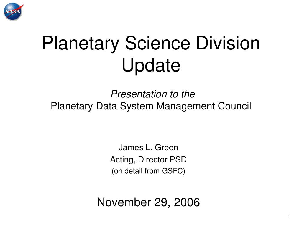 PPT - Planetary Science Division Update Presentation to the Planetary ...