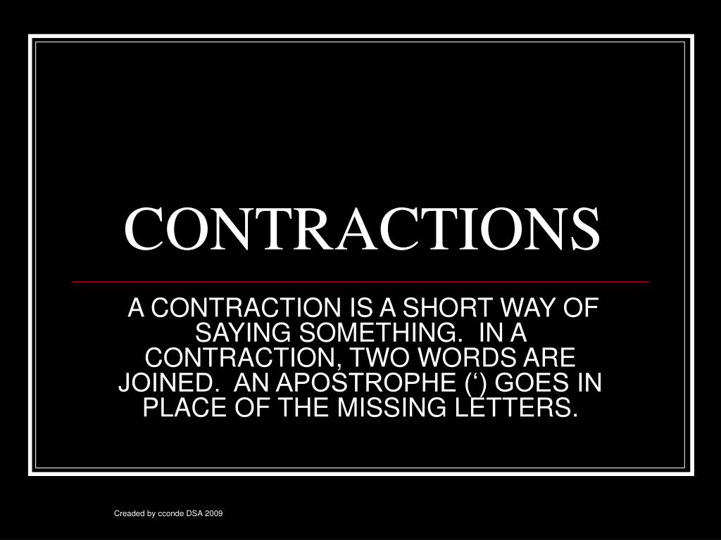 PPT - CONTRACTIONS PowerPoint Presentation, free download - ID:3006024