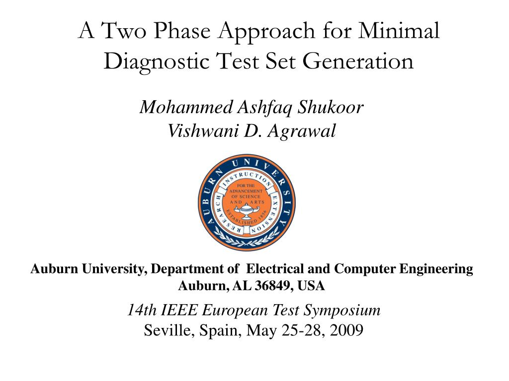 PPT - Two-Phase Approach for Minimizing Diagnostic Test Set Generation ...