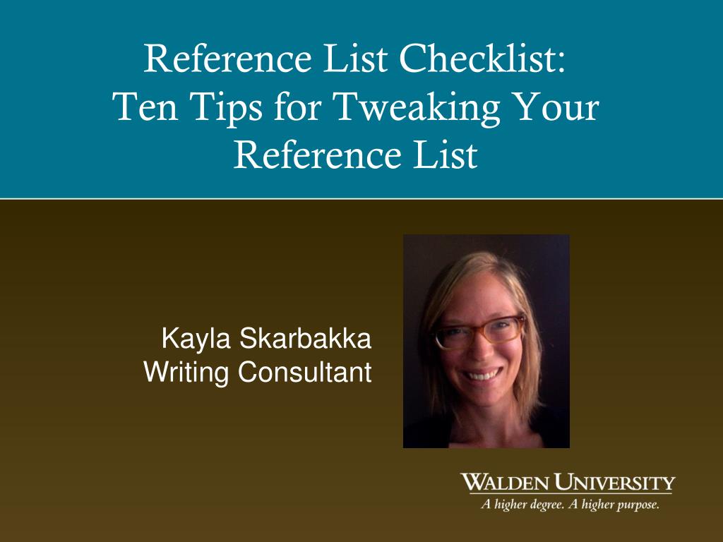PPT - Reference List Checklist: Ten Tips for Tweaking Your Reference ...