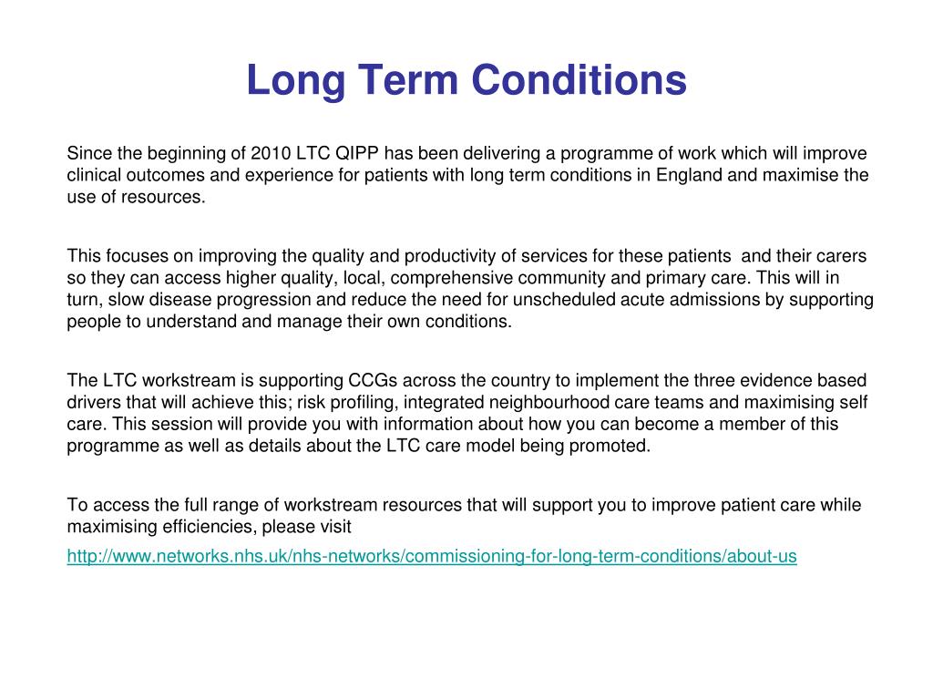PPT - Long Term Conditions PowerPoint Presentation, free download - ID ...