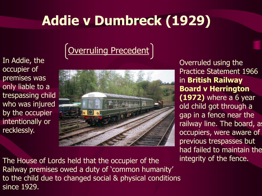 PPT - Addie v Dumbreck (1929) PowerPoint Presentation, free download ...