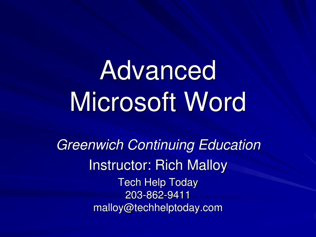 PPT - Advanced Microsoft Word PowerPoint Presentation, free download ...