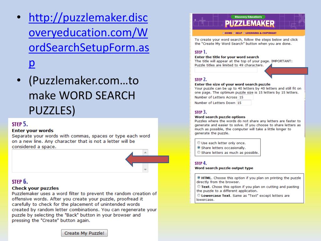 PPT - puzzlemaker.discoveryeducation/WordSearchSetupForm.asp PowerPoint ...