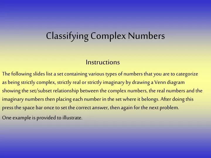 PPT Classifying Complex Numbers PowerPoint Presentation Free PPT Classifying Complex Numbers PowerPoint Presentation Free