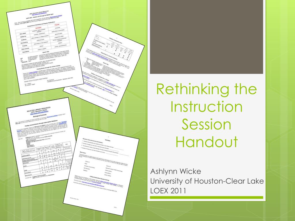 PPT - Rethinking the Instruction Session Handout PowerPoint ...