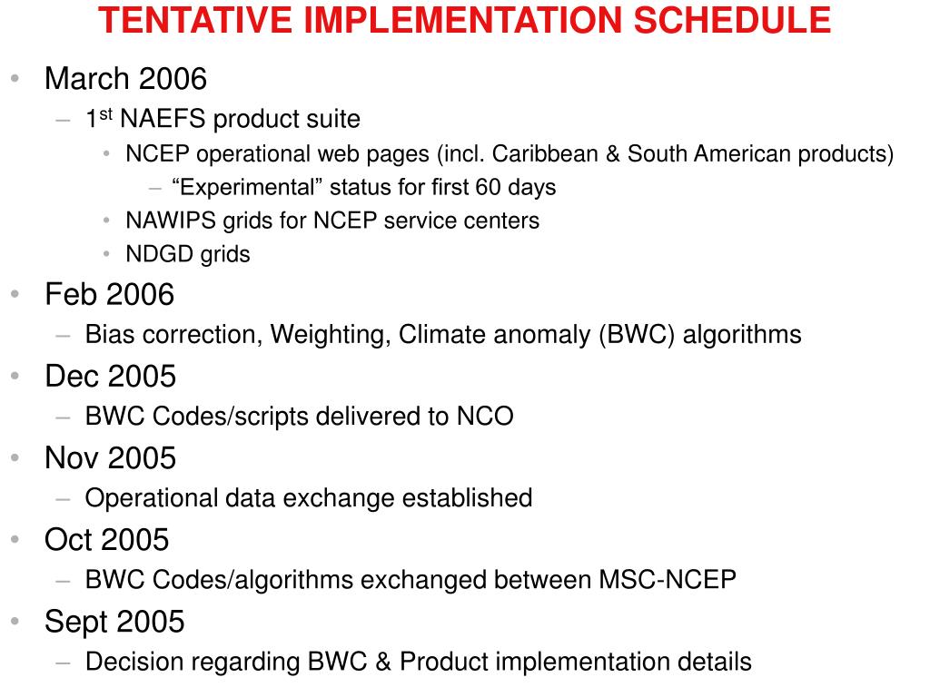 PPT - TENTATIVE IMPLEMENTATION SCHEDULE PowerPoint Presentation, free ...