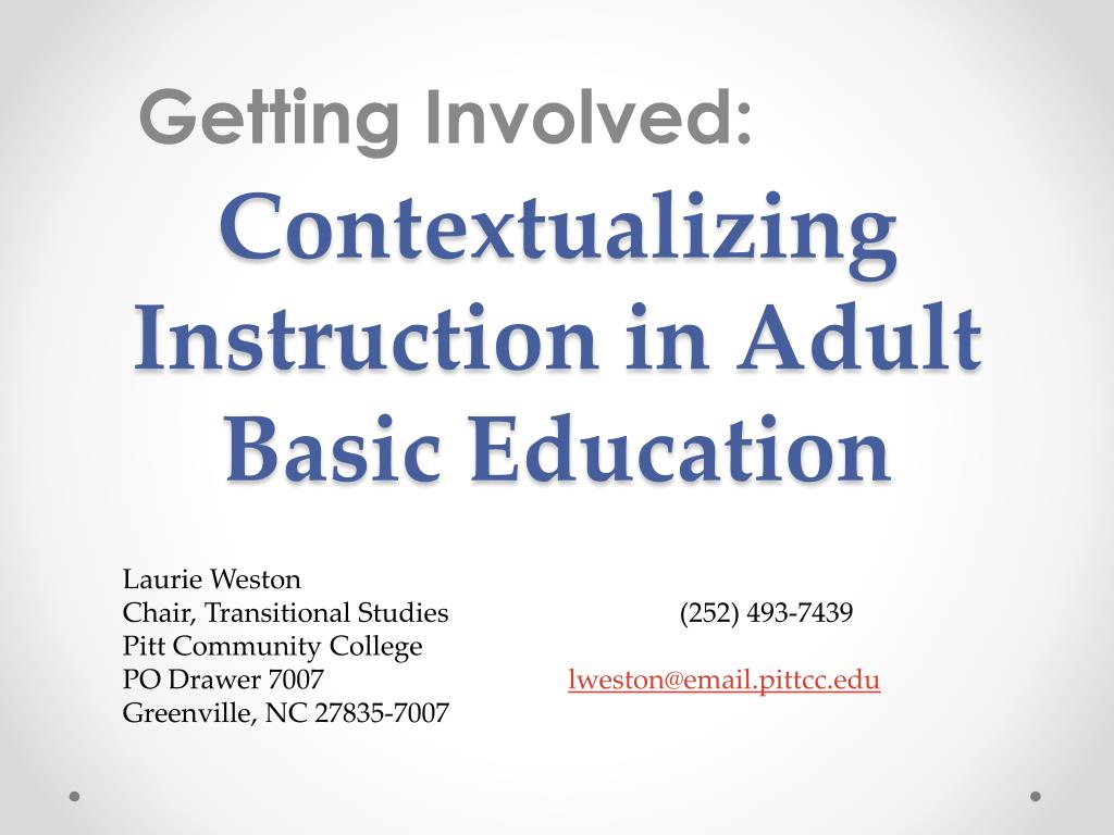 PPT - Contextualizing Instruction in Adult Basic Education PowerPoint Presentation - ID:3061980