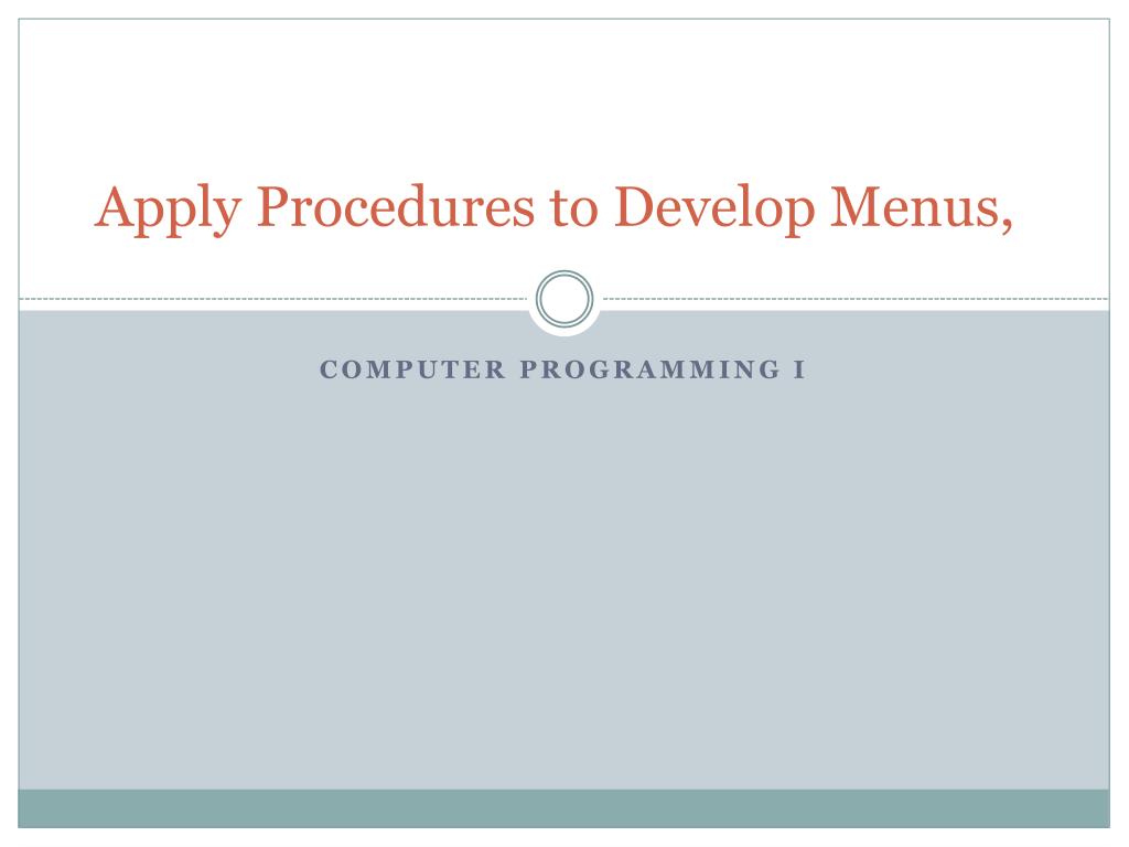 PPT - Apply Procedures to Develop Menus , PowerPoint Presentation, free ...