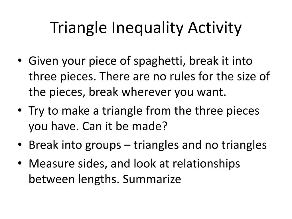 PPT - Triangle Inequality Activity PowerPoint Presentation, free ...