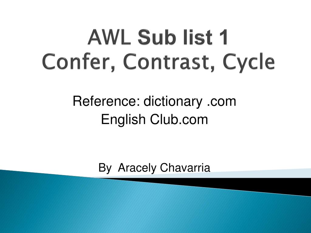 PPT - AWL Sub list 1 Confer, Contrast, Cycle PowerPoint Presentation ...