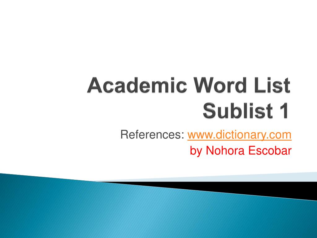 PPT - Academic Word List Sublist 1 PowerPoint Presentation, free ...
