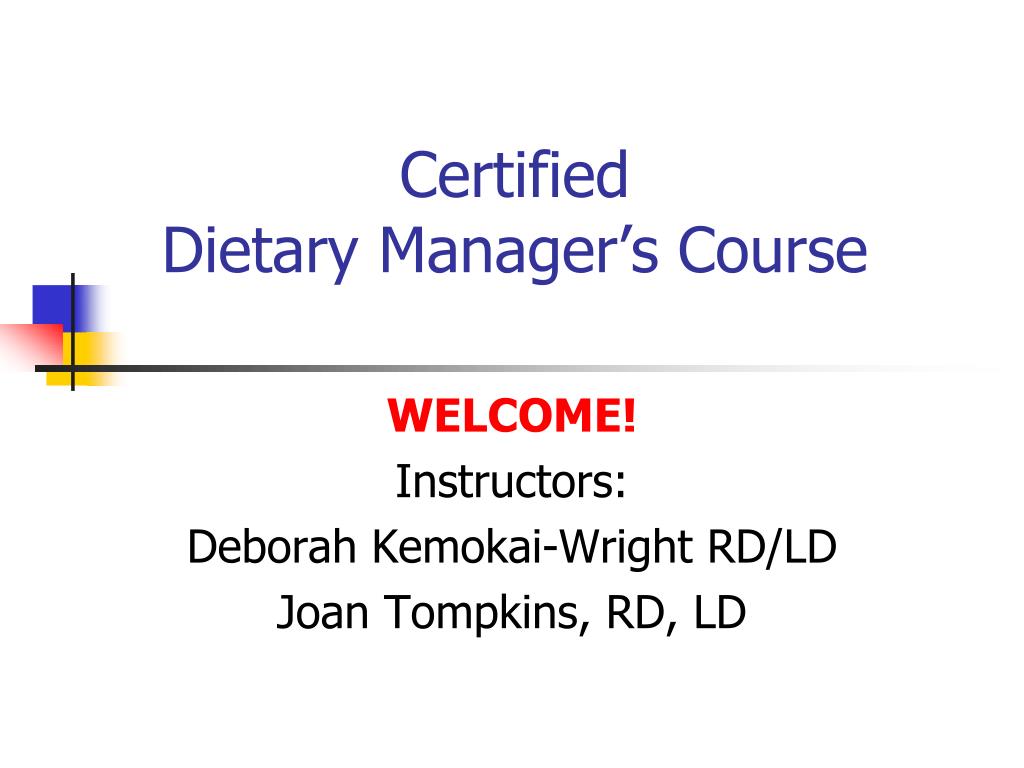 PPT - Certified Dietary Manager’s Course PowerPoint Presentation, free ...